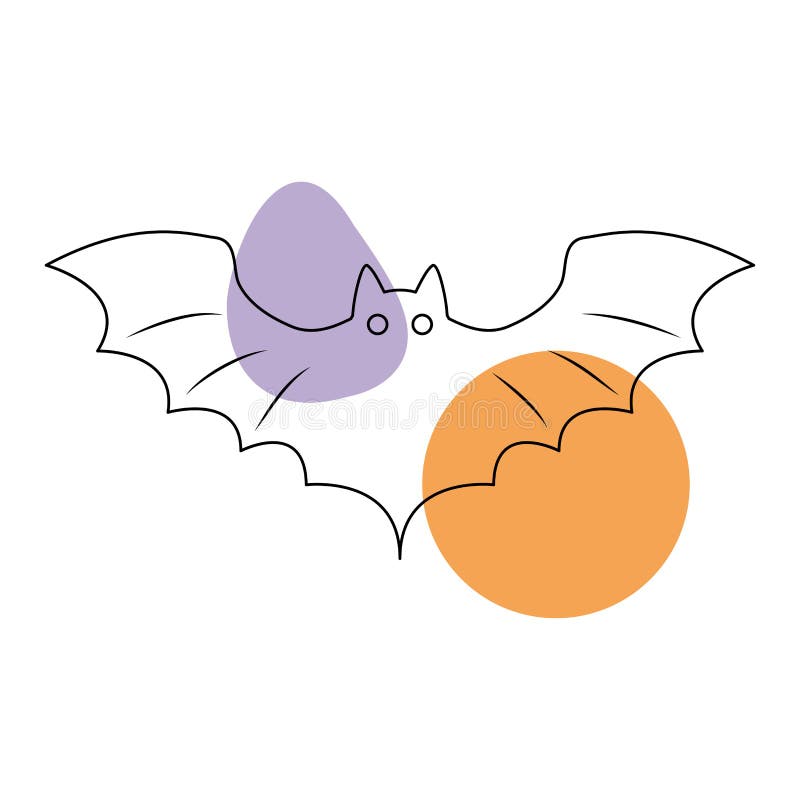 Bat in the Style of Line Art with Colored Spots Stock Vector ...