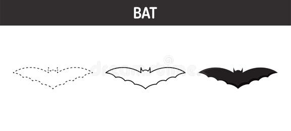 Bat Tracing and Coloring Worksheet for Kids Stock Vector - Illustration ...