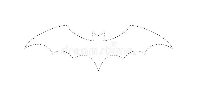 Bat Tracing Worksheet for Kids Stock Vector - Illustration of ...