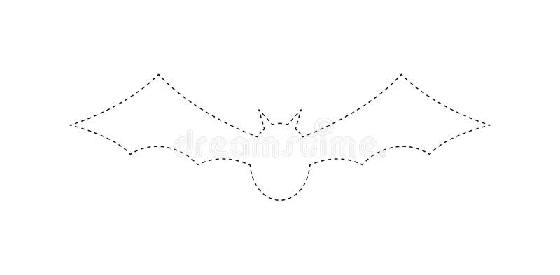 Bat Tracing Worksheet for Kids Stock Vector - Illustration of ...