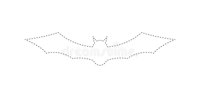 Bat Tracing Worksheet for Kids Stock Vector - Illustration of halloween ...