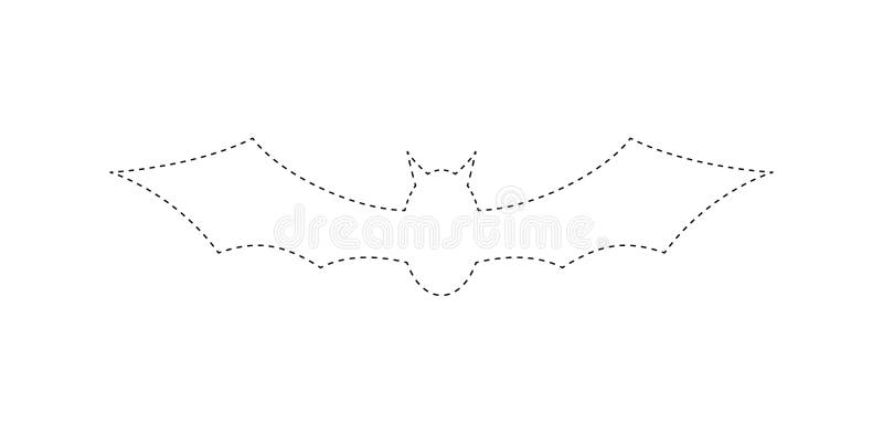 Bat Tracing Worksheet for Kids Stock Vector - Illustration of night ...