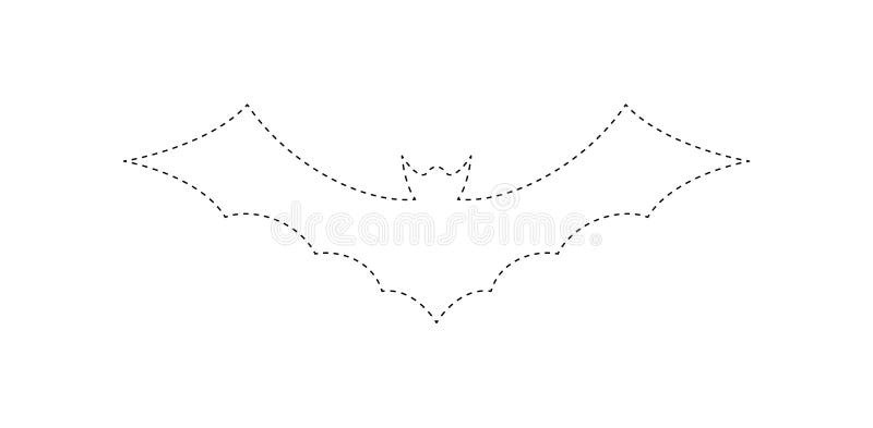 Bat Tracing Worksheet for Kids Stock Vector - Illustration of holiday ...