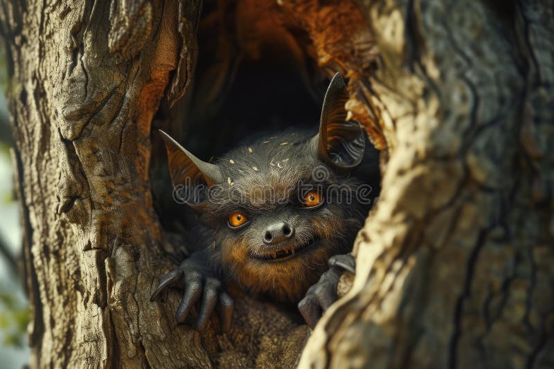Bat Tree Forest Realistic Photo. Generate Ai Stock Photo - Image of ...
