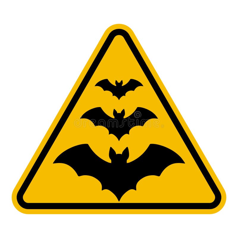 Bat Warning Sign, Beware Flying Mammals in Area Stock Illustration ...