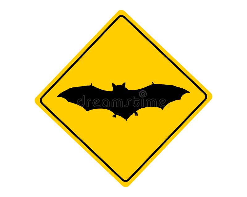 Yellow Warning Sign With Bat Stock Illustration - Illustration of ...