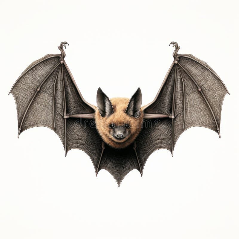 Realistic and Humorous Bat Drawing with Detailed Rendering Stock ...