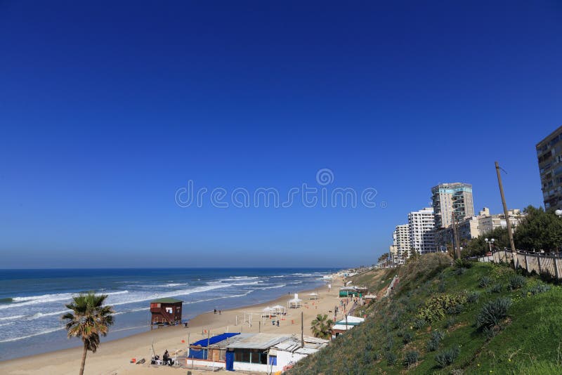 Bat Yam Beach , Israel , Panoramic View Stock Image - Image of east ...