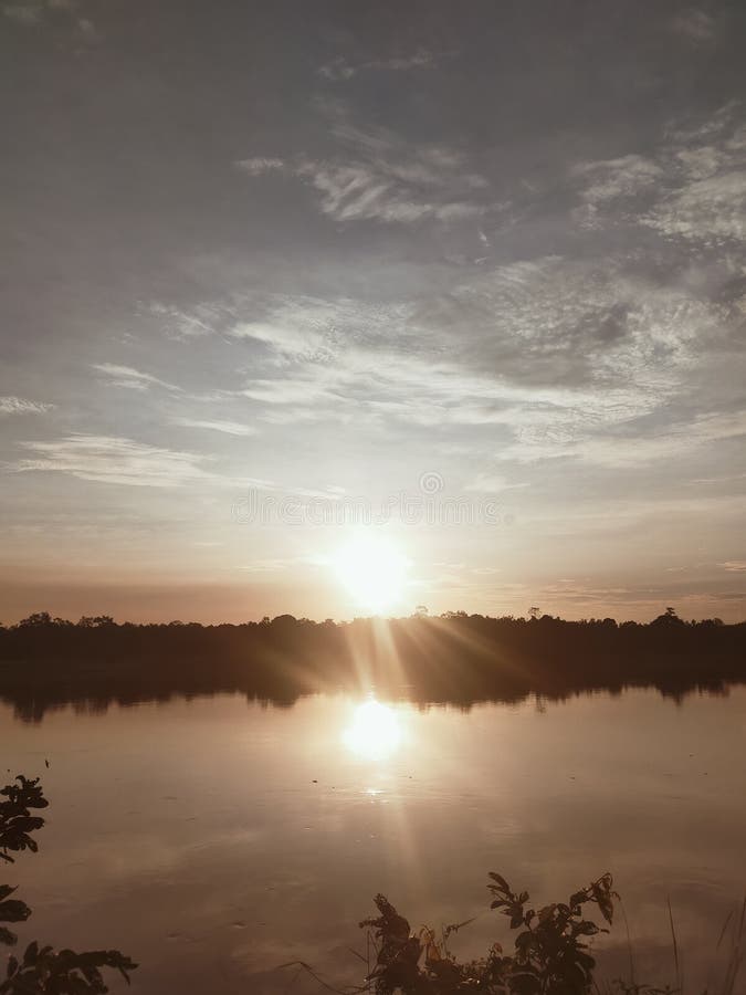 Batang Hari River in Indonesia Stock Image - Image of afterglow, dawn ...