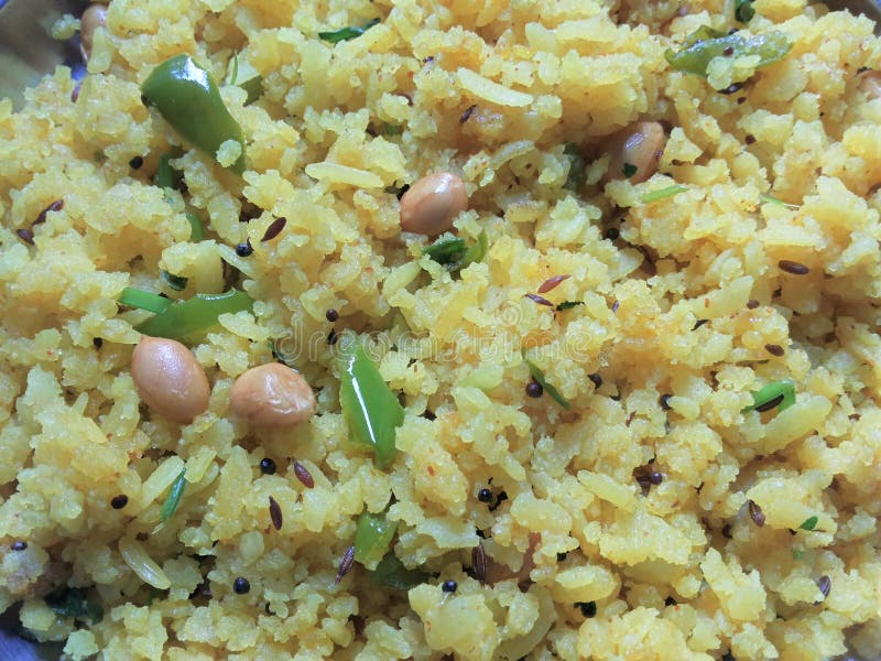 Batata poha recipe stock image. Image of batata, poha - 61628565