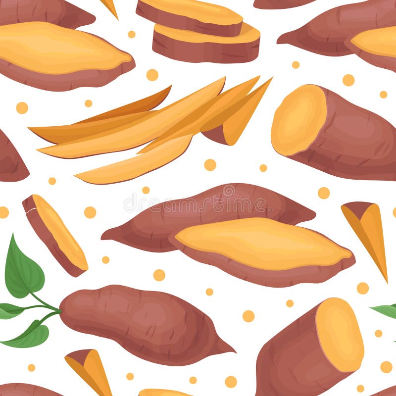 Batata or Sweet Potato Root Vegetable Seamless Pattern Design Vector ...