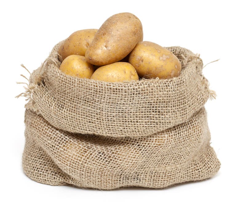 Batatas Em Um Saco De Serapilheira Imagem de Stock - Imagem de batatas ...