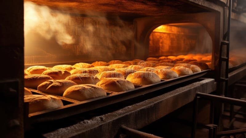 Batch of Bread Being Baked. Generative AI Stock Image - Image of ...