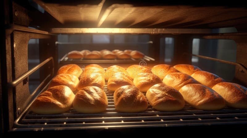 Batch of Bread Being Baked. Generative AI Stock Photo - Image of meal ...