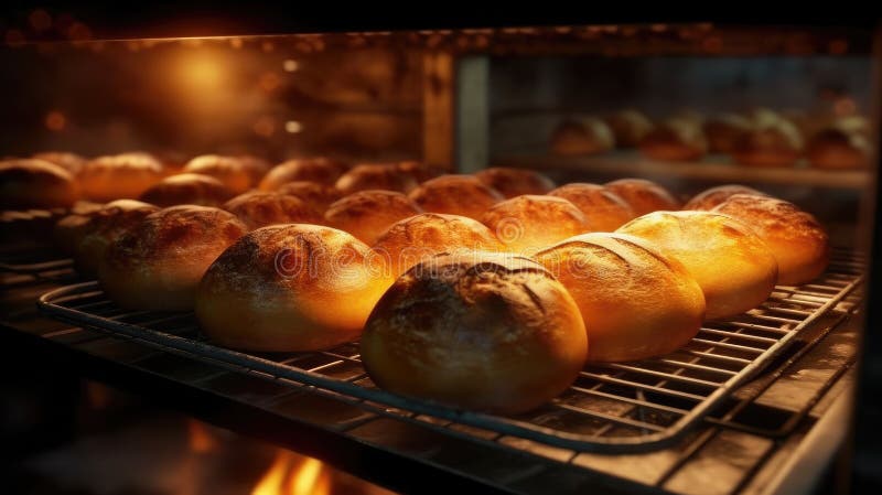 Batch of Bread Being Baked. Generative AI Stock Illustration ...