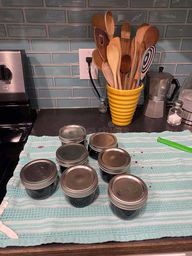 Batch of Concord Grape Jelly on the Kitchen Stock Image - Image of ...