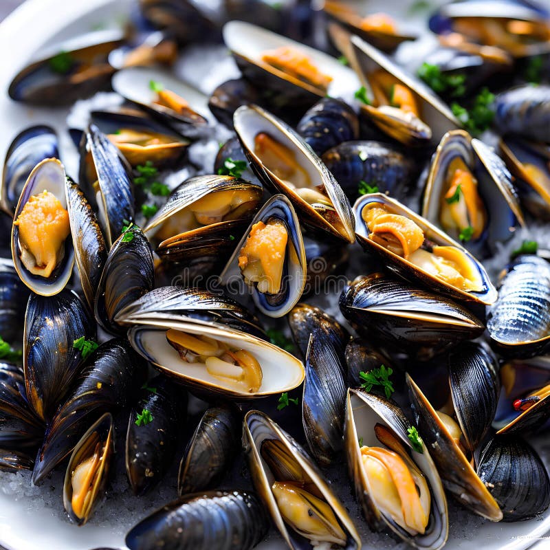 Batch of Cooked Mussels Shellfish Generative AI Stock Illustration ... Batch of Cooked Mussels Shellfish Generative AI Stock Illustration ...