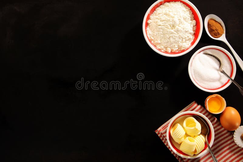Batch of Fresh Baking Ingredients in a Border Stock Image - Image of ...