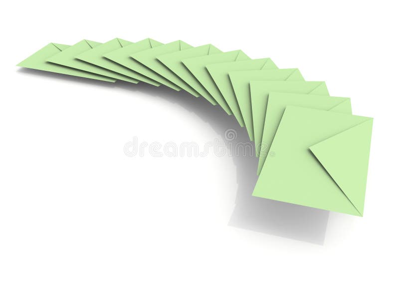 Batch of Light Green Envelopes on White Background Stock Illustration ...