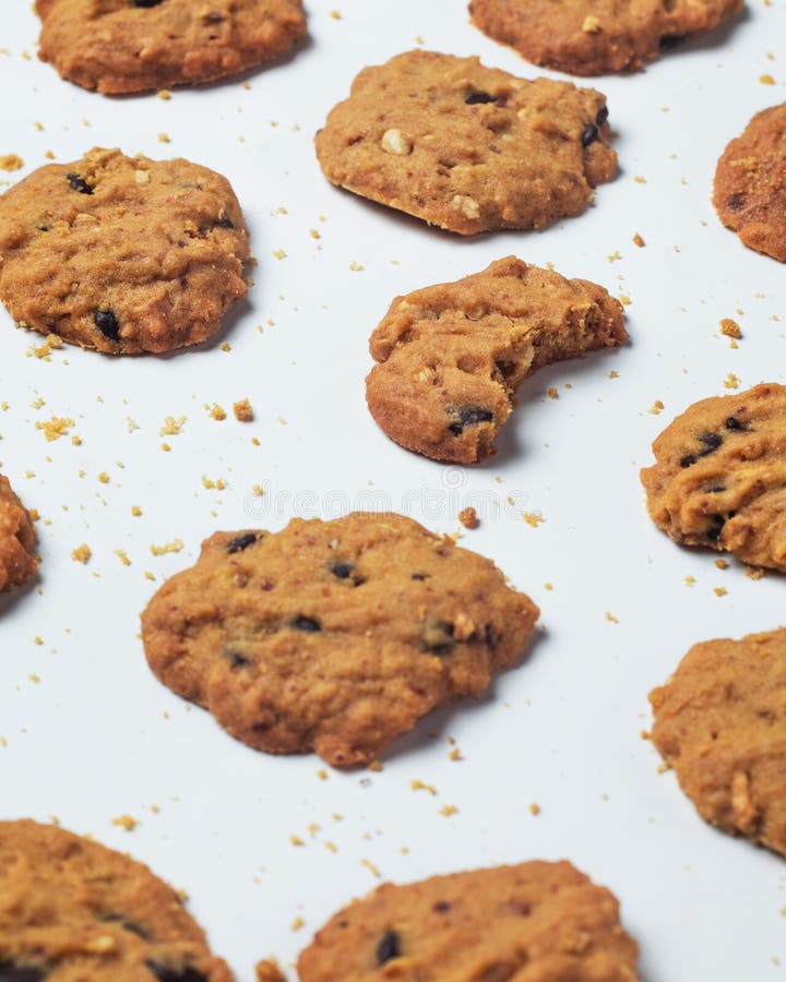 A Batch of Oatmeal Cookies is Spread Across a White Surface, Showcasing ...