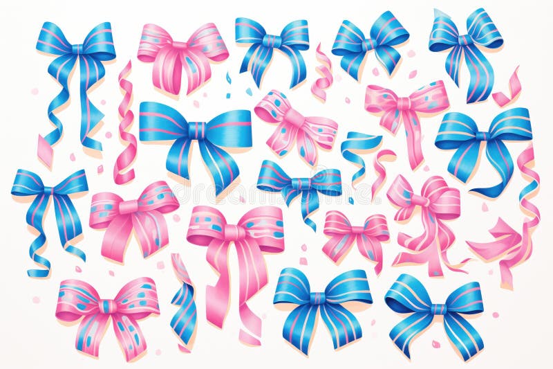 A Batch of Pink and Blue Ribbons Stock Illustration - Illustration of ...