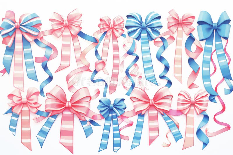 A Batch of Pink and Blue Ribbons Stock Illustration - Illustration of ...