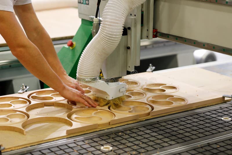 Batch Production Process with CNC Wood Router Stock Image - Image of ...