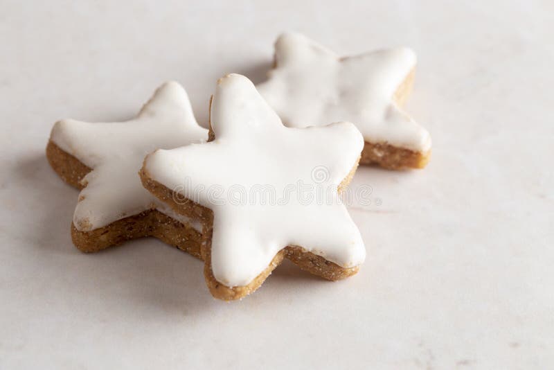 Batch of Star Shaped Gingerbread Cookies with White Icing Stock Photo ...