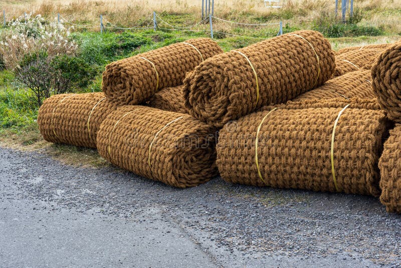 Batch Woven Carpet Roll on the Road Stock Photo - Image of road, nature ...