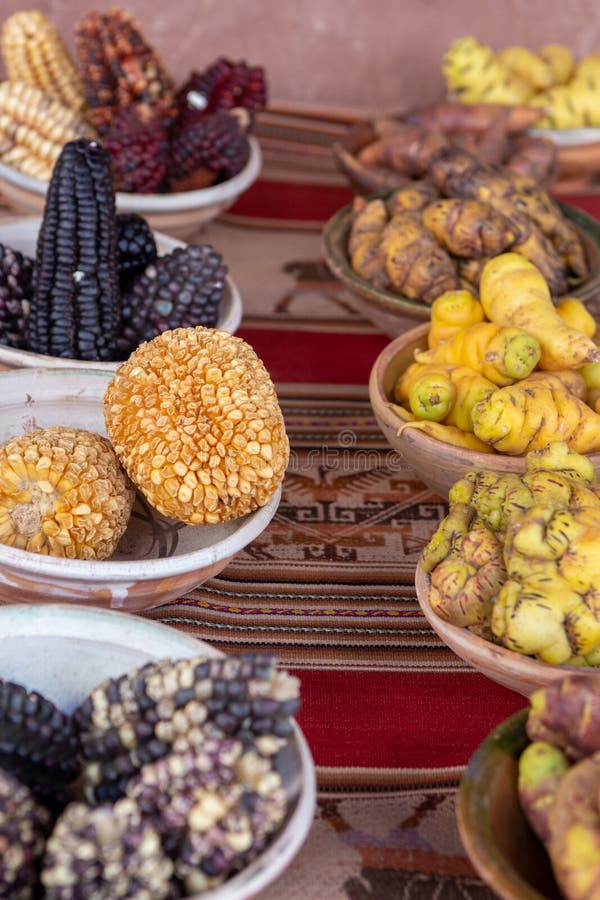 Batches of Peruvian Spices and Corn Stock Photo - Image of textiled ...