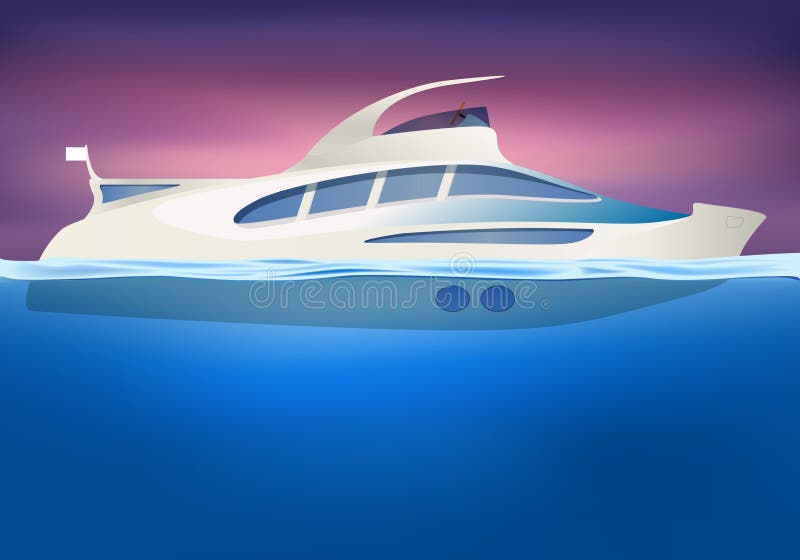 Side View Drawing of a Boat, Showing a Yacht Floating on Water. Stock ...