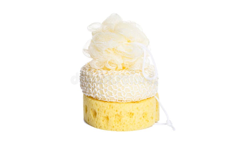 Bath Sponge Set Isolated on a White Background. Bath Accessories ...