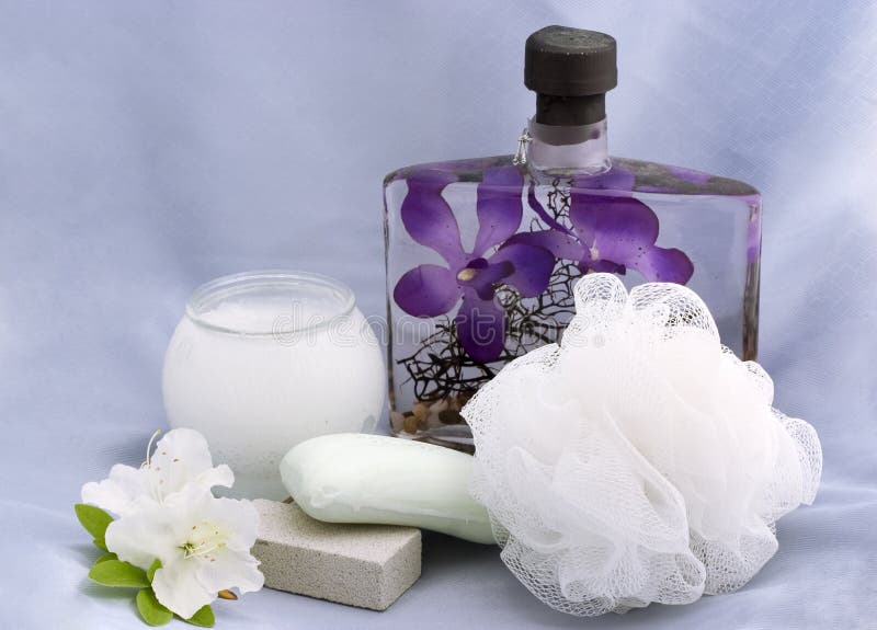 Spa Essentials (beautiful Bottle of Perfume and Candle, Flowers, Cream ...