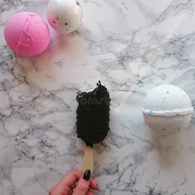 Bath bombs and ice cream stock photo. Image of background - 92958450