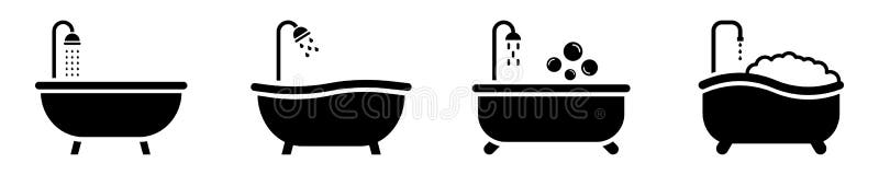 Bath with Bubble and Foam. Bathroom Pictogram Stock Illustration ...