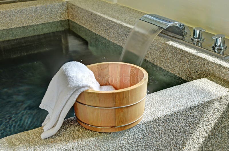 Bath bucket with a towel stock image. Image of bowl, ocean - 61787813