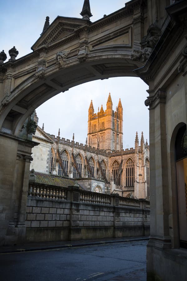 Bath Cathedral Framed through Archway Stock Image - Image of archway ...