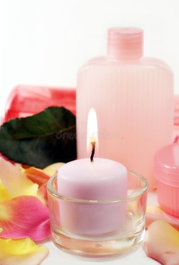 Bath Essentials stock image. Image of rose, petals, bottles - 2196711
