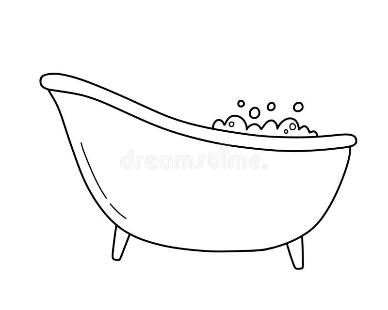 Bath Hand Drawn in Doodle Style. Vector Line Illustration. Stock ...