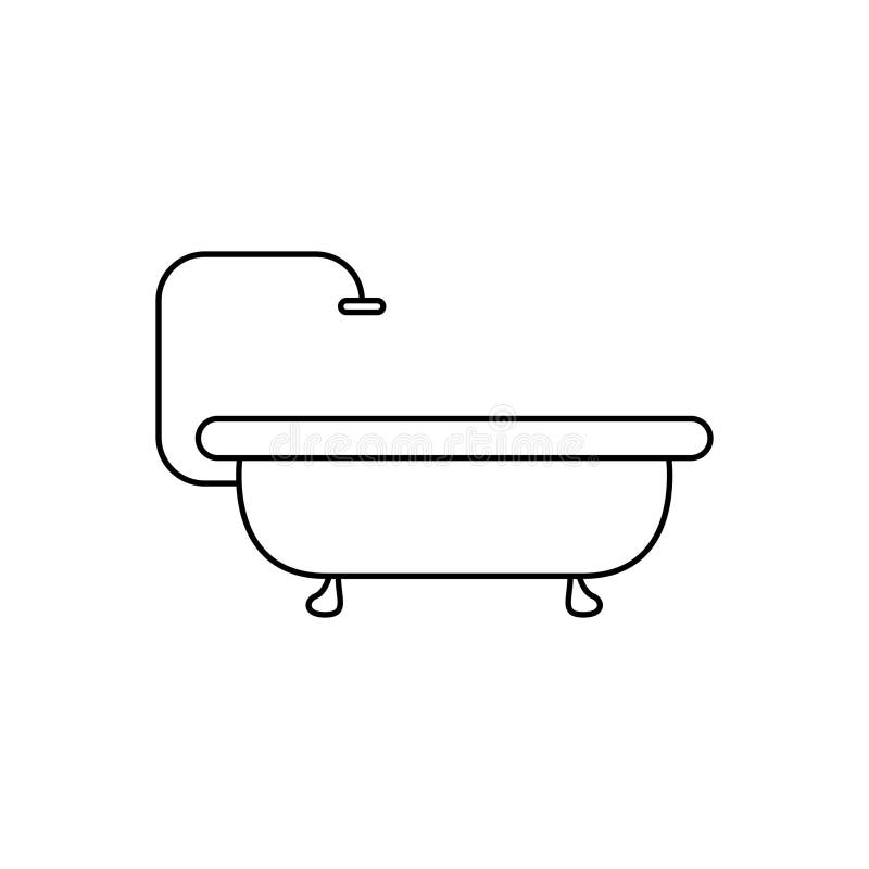 Bath Icon Vector Linear Style. Outline Shower Logo Vector. Concept of ...