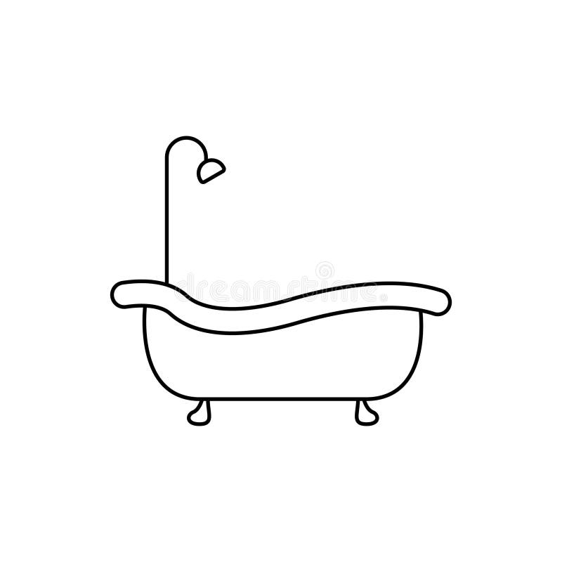 Bath Icon Vector Linear Style. Outline Shower Logo Vector. Concept of ...