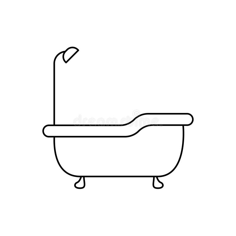 Bath Icon Vector Linear Style. Outline Shower Logo Vector. Concept of ...