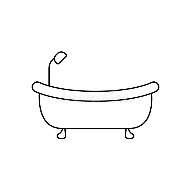 Bath Icon Vector Linear Style. Outline Shower Logo Vector. Concept of ...