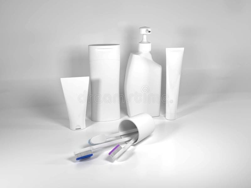 Bath Kit Set 3D Illustration Mockup Scene Stock Illustration ...