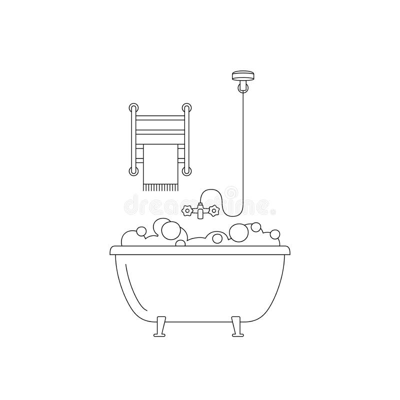 Bath Line Icon. Bathroom Vector Illustration Isolated on White. Bathtub ...