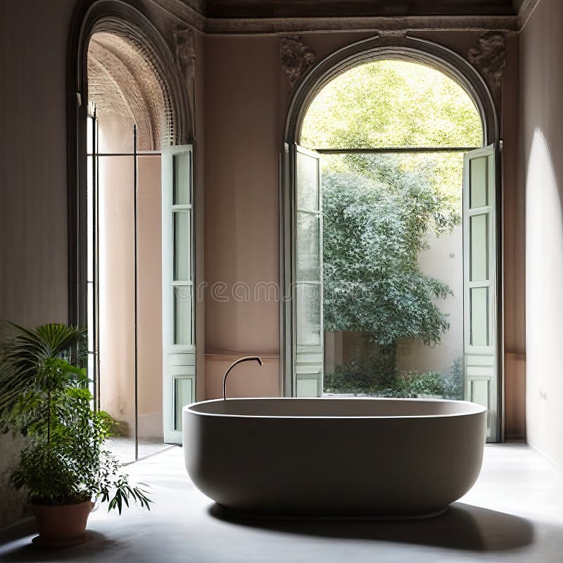 Bath Open Area with Shadows Stock Illustration - Illustration of glass ...