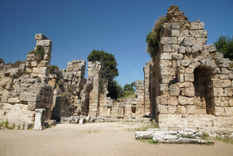 Bath in Perge Ancient City in Antalya, Turkiye Stock Image - Image of ...