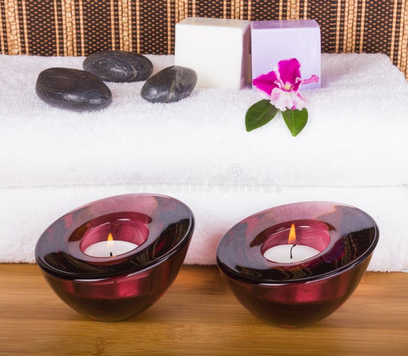 Spa Relaxing Items Towel Lavender Scented Sticks Stock Image - Image of ...