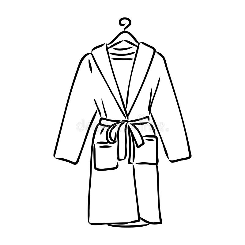 Bath Robe, Robe for the Shower, Bathrobe, Doodle Style, Sketch ...
