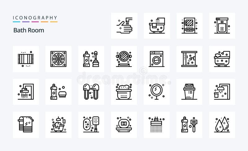 25 Bath Room Line Icon Pack. Vector Icons Illustration Stock Vector ...